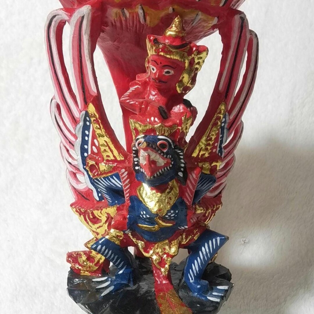 Hand-painted Balinese Garuda Wood Carving | Mythical Creature Figurine ...