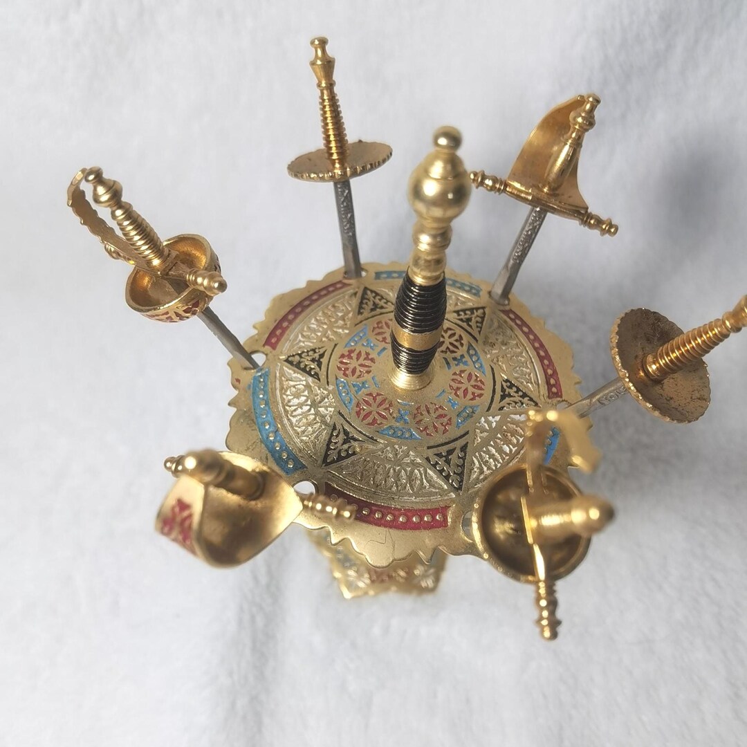 Vintage Spanish Sword Toothpick Holder Set – Ornate Miniature Swords ...