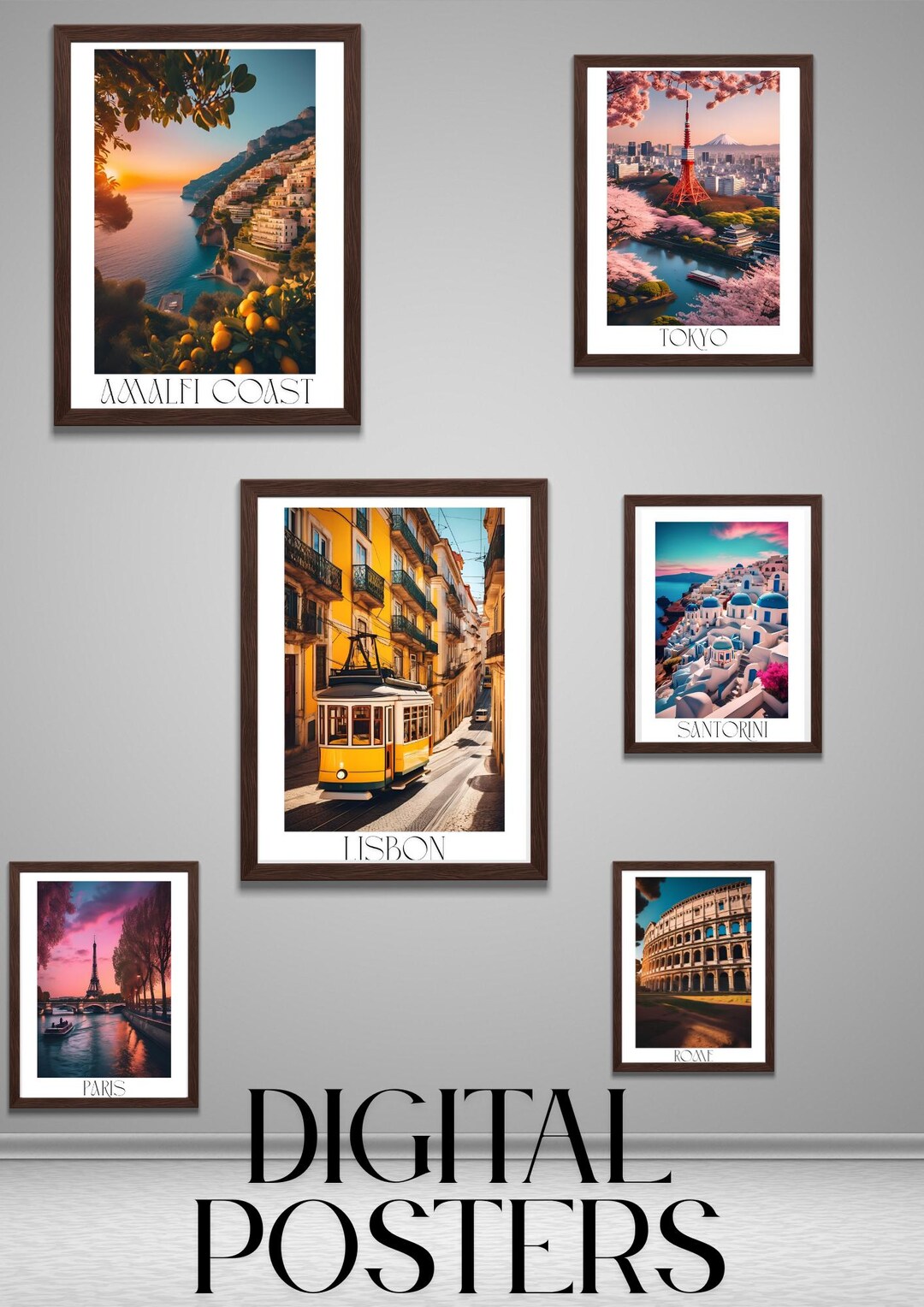 City View Poster Set – Printable Art – Venice, Paris, Rome, London, New ...