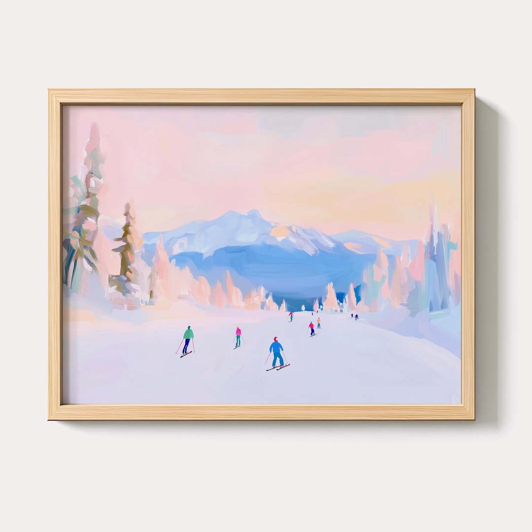 Ski Slope Sunset Print: Winter Landscape Art (digital Download) - Etsy