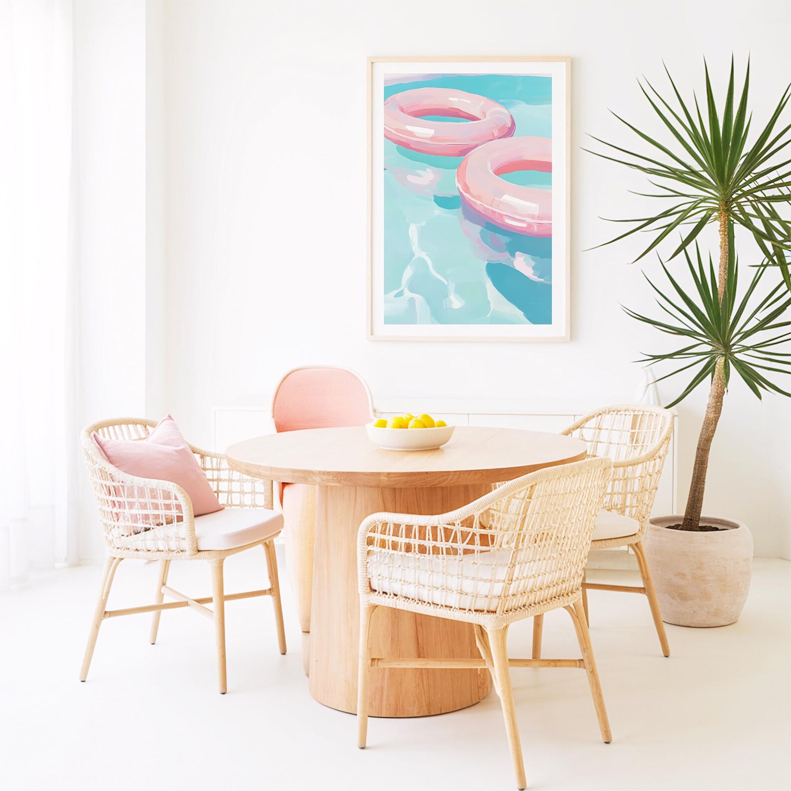 Pink and White Striped Pool Float Painting | Pastel Summer Inner Tube ...