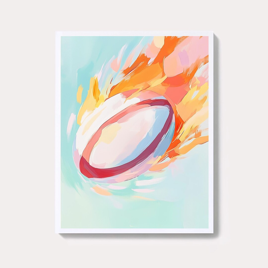 Watercolor Football Art Print: Pastel Sports Poster (digital Download ...