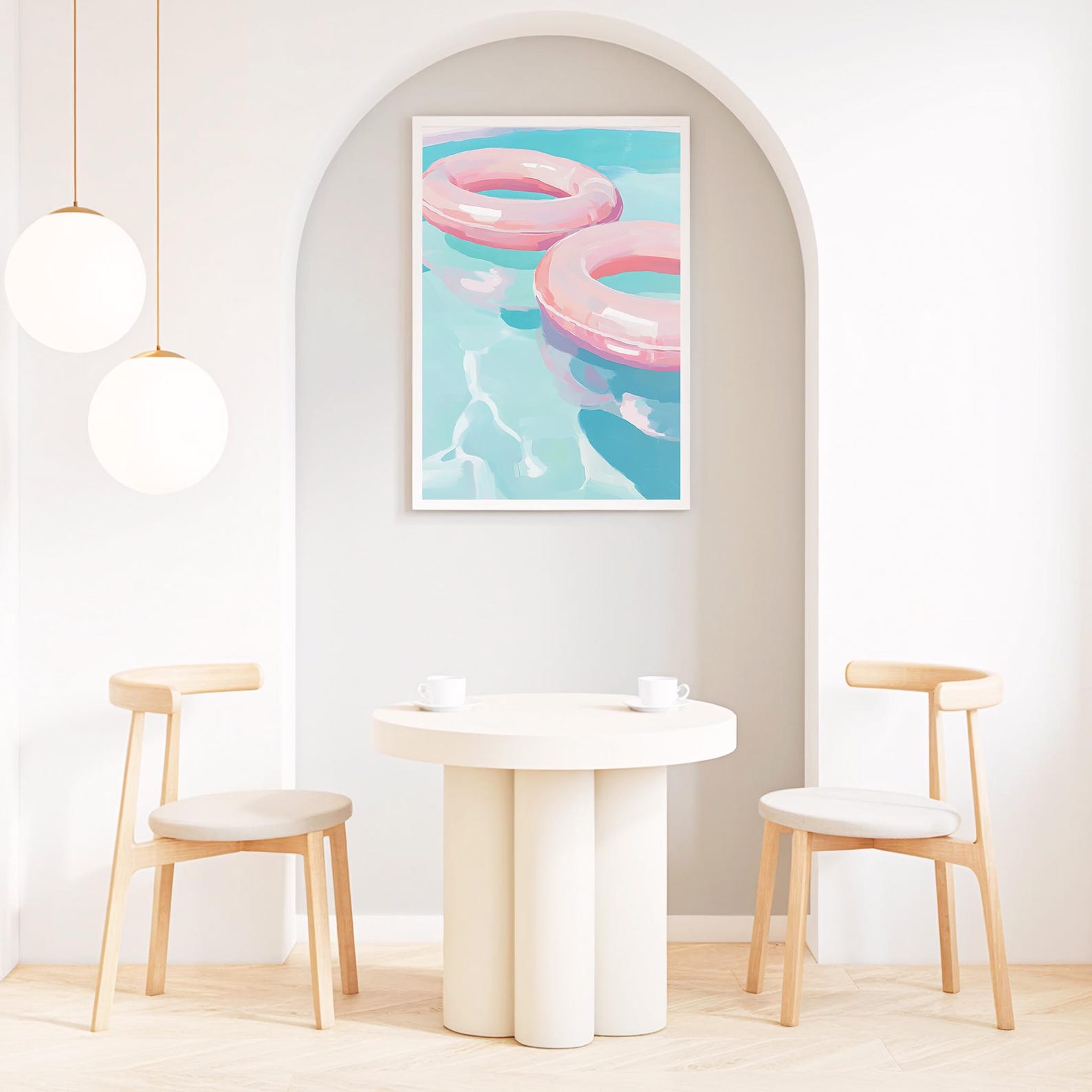 Pink and White Striped Pool Float Painting | Pastel Summer Inner Tube ...