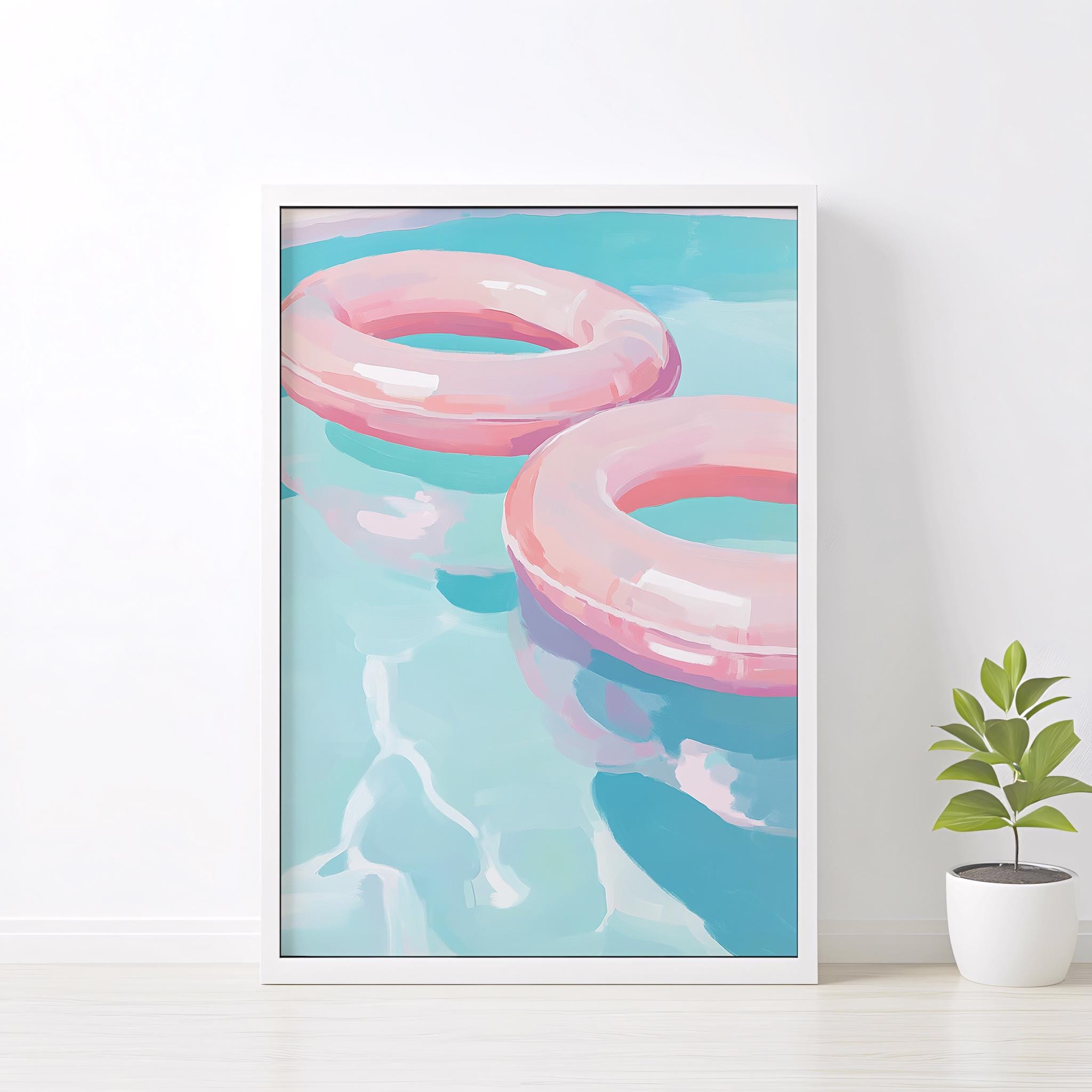 Pink and White Striped Pool Float Painting | Pastel Summer Inner Tube ...