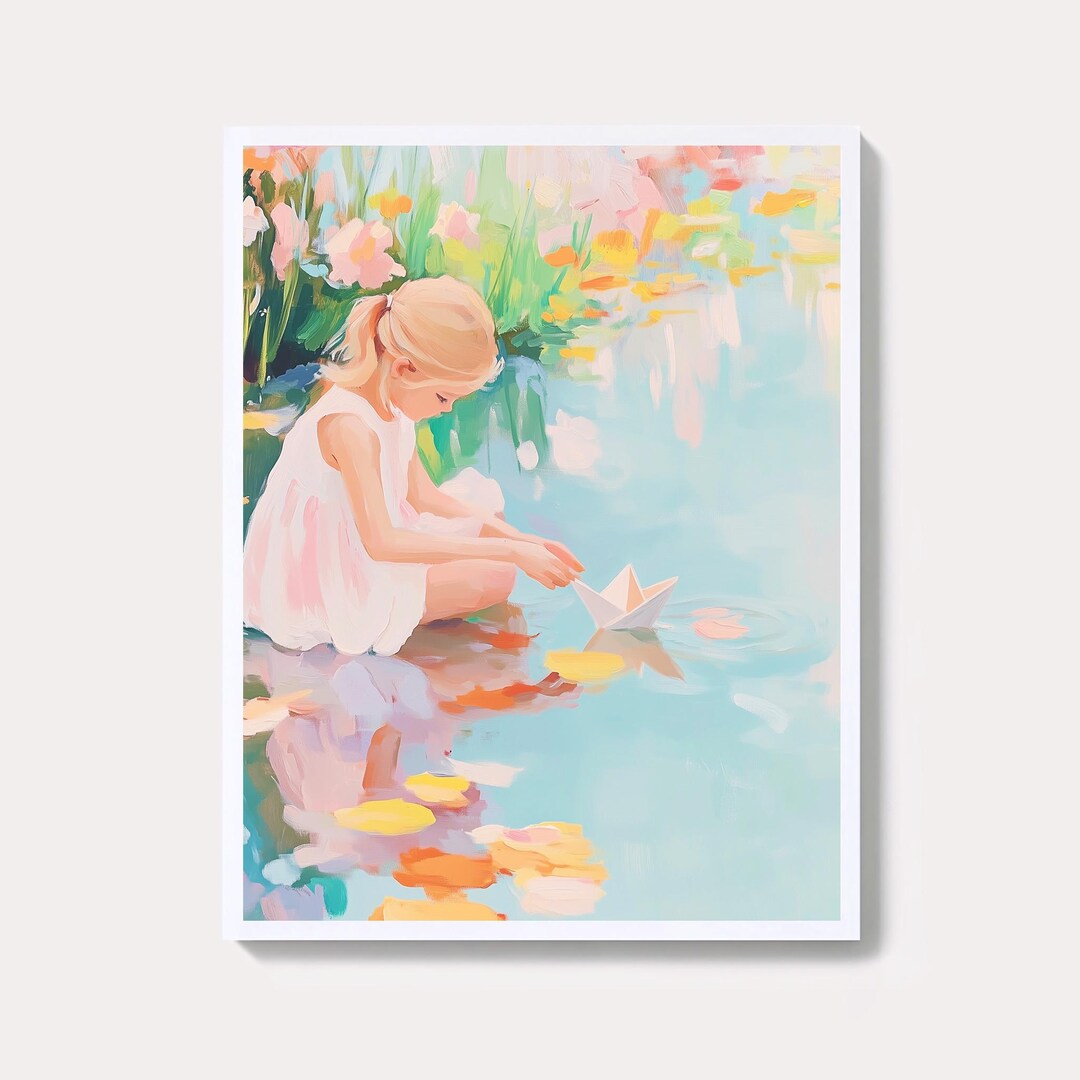 Paper Boat Painting: Dreamy Pastel Wall Art (digital Download) - Etsy