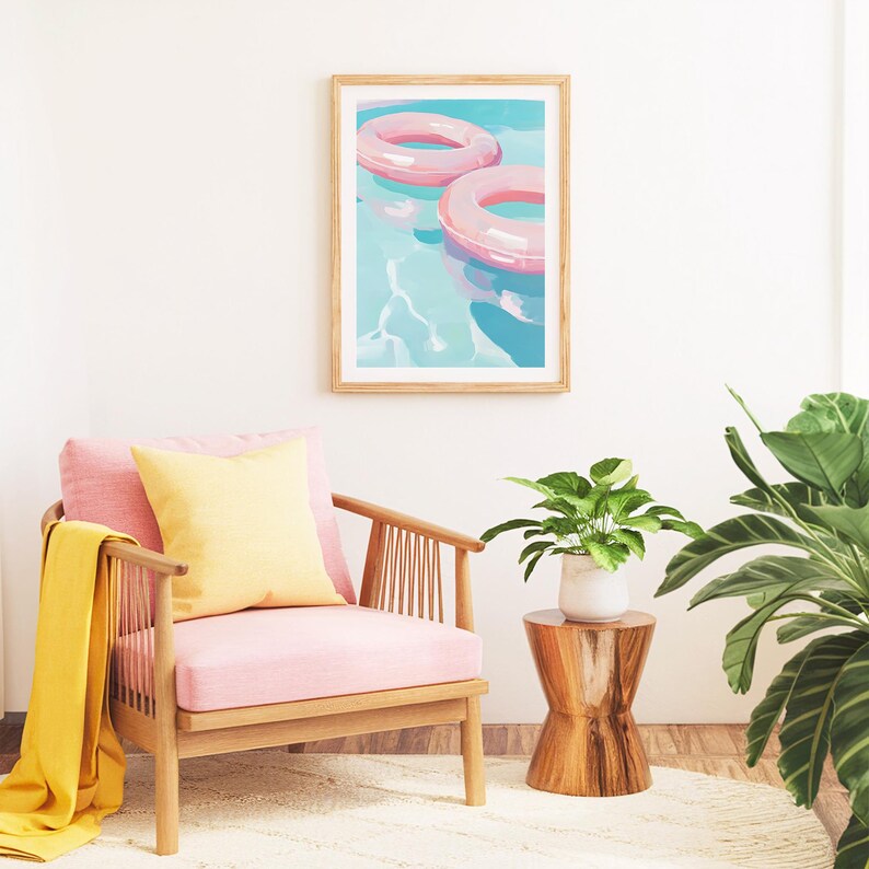 Pink and White Striped Pool Float Painting | Pastel Summer Inner Tube ...