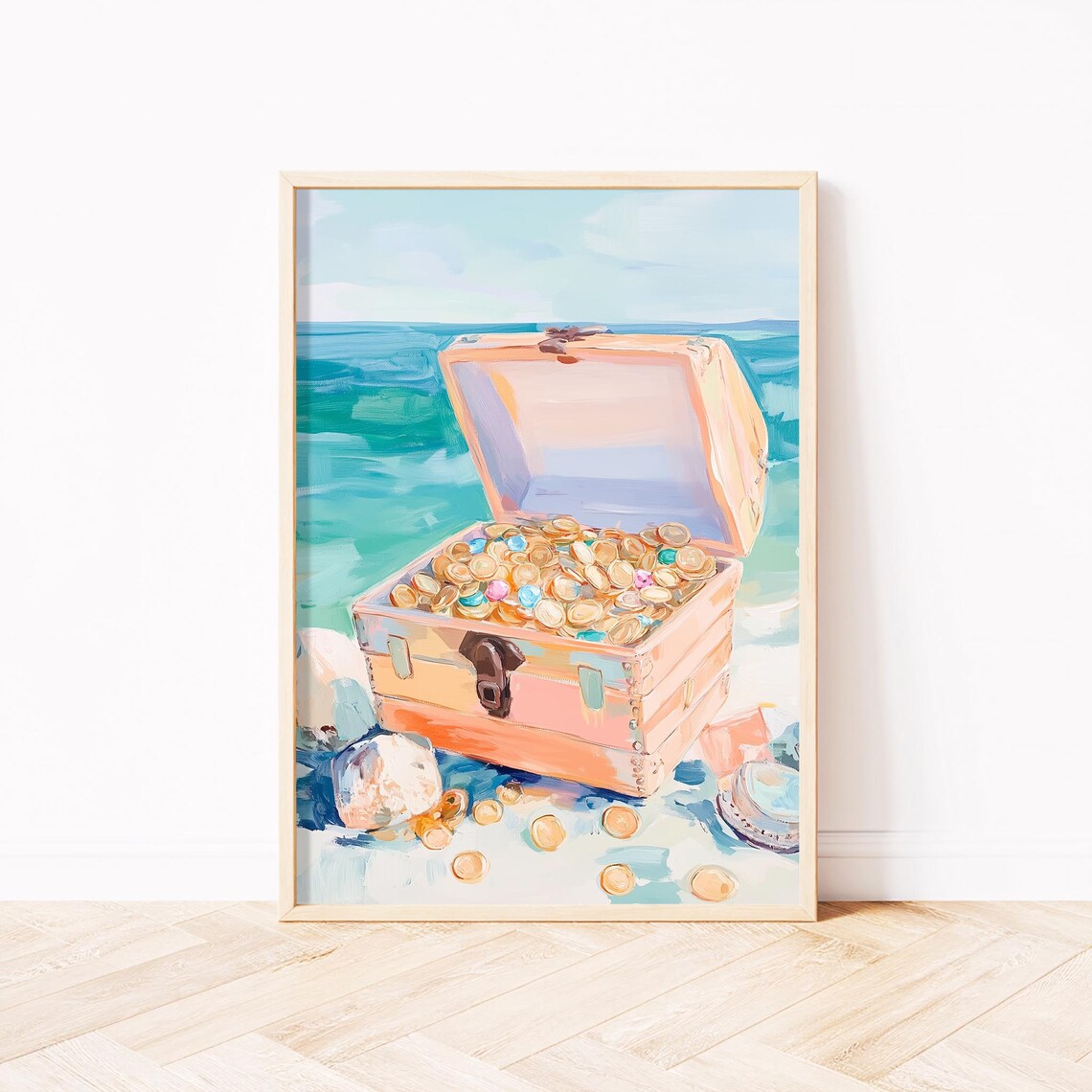 Watercolor Pirate Treasure Chest Print: Vintage Nautical Art (digital ...