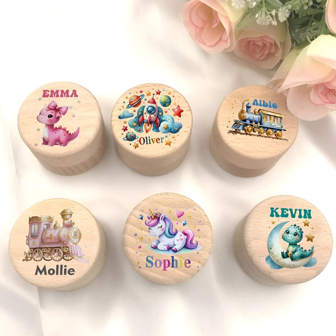 Personalized Wooden Tooth Fairy Box - Custom Name Keepsake | Baby First ...