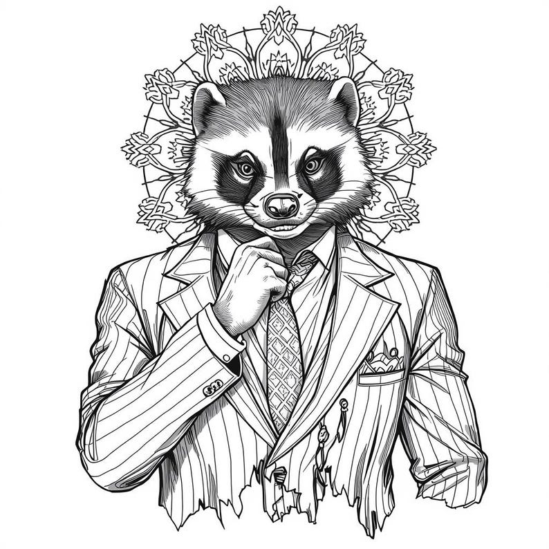 Gothic Mandala Coloring Pages for Adults, 20 Unique Animal Portraits ...