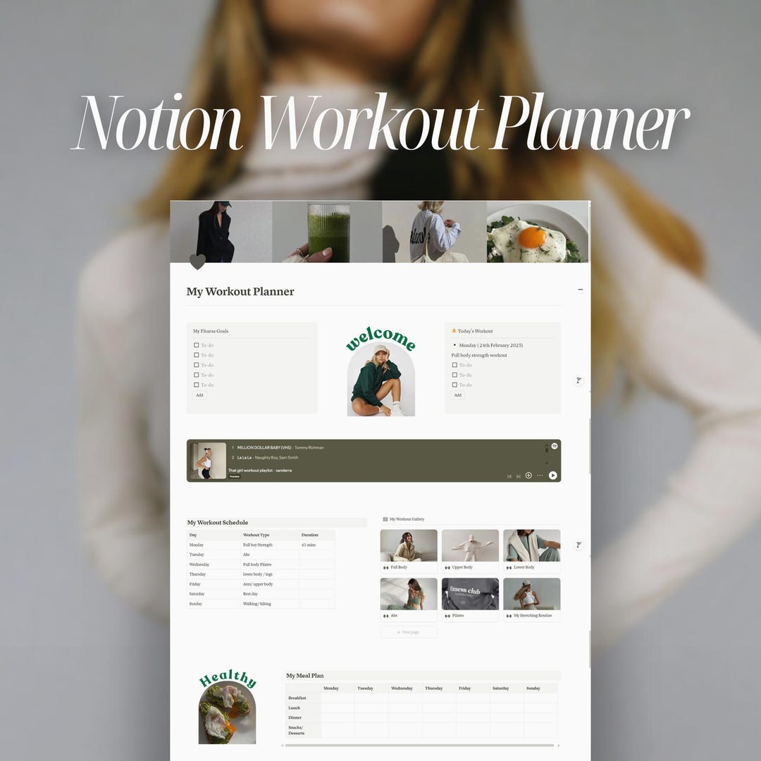 Workout Planner, Notion Workout Planner, Notion Health Tracker, Aesthetic Workout Planner ...