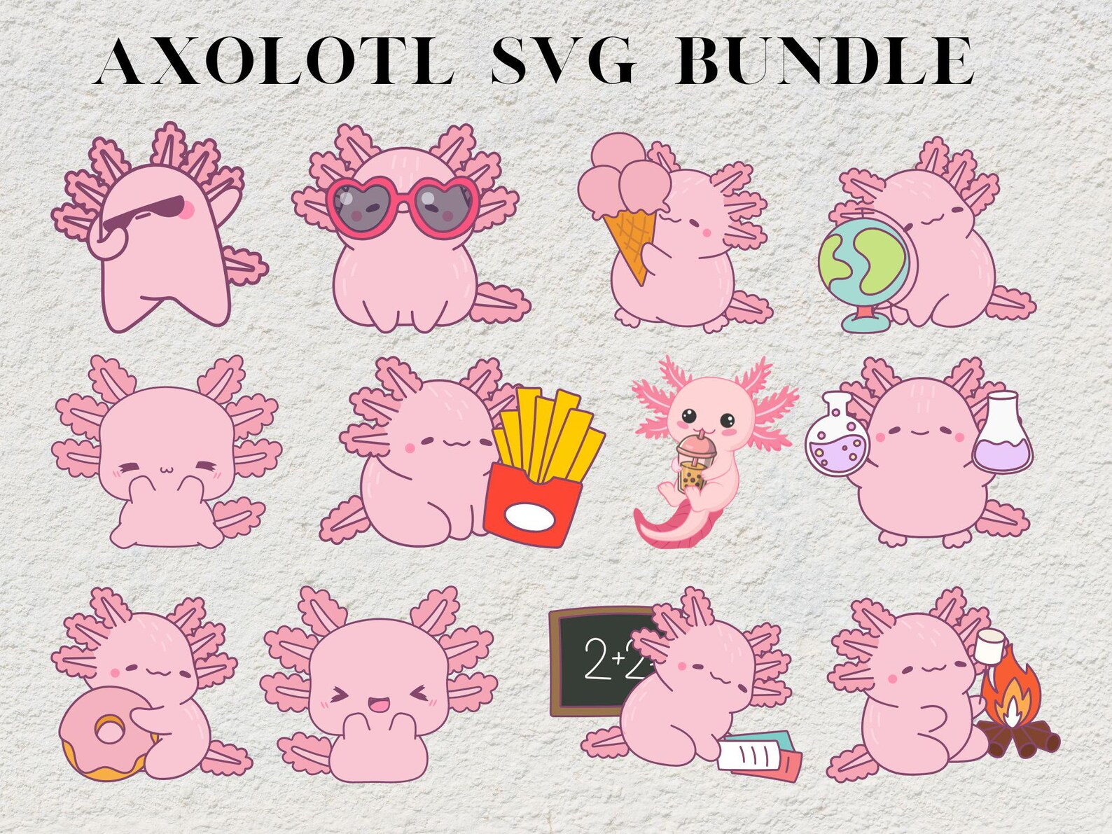 Cute Axolotls SVG Bundle ,axolotl SVG for Cricut , Lovely Axolotls ...