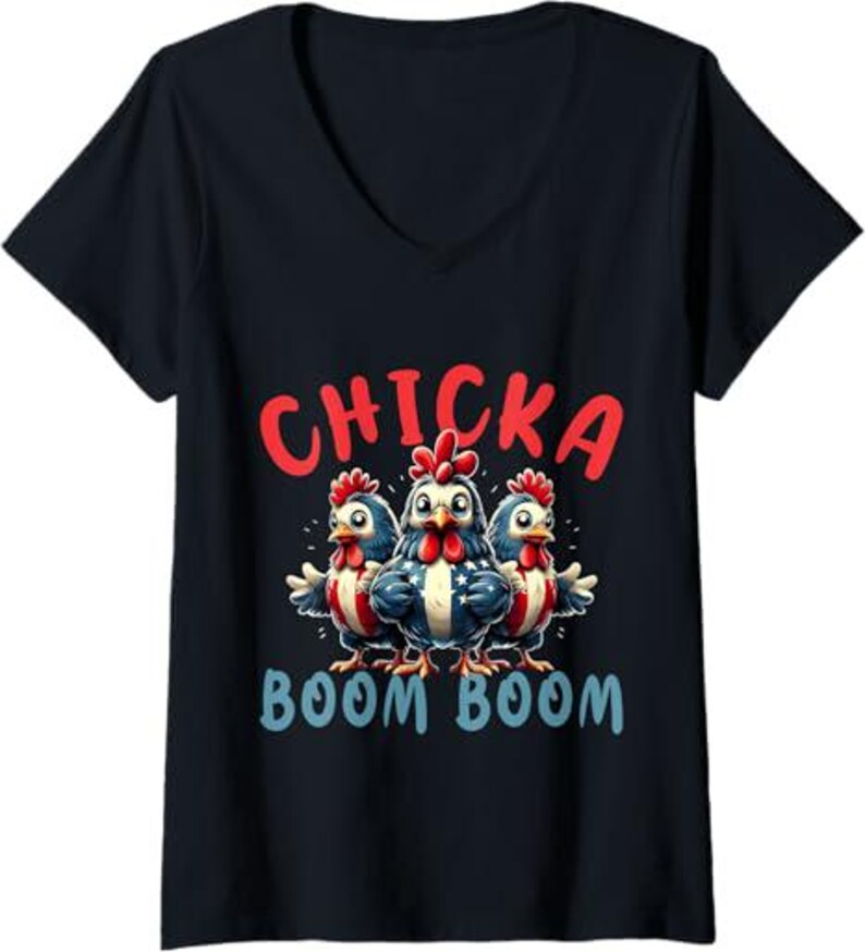 Chicka Boom Boom Patriotic Cute Chicken Retro 4th of July Design ...