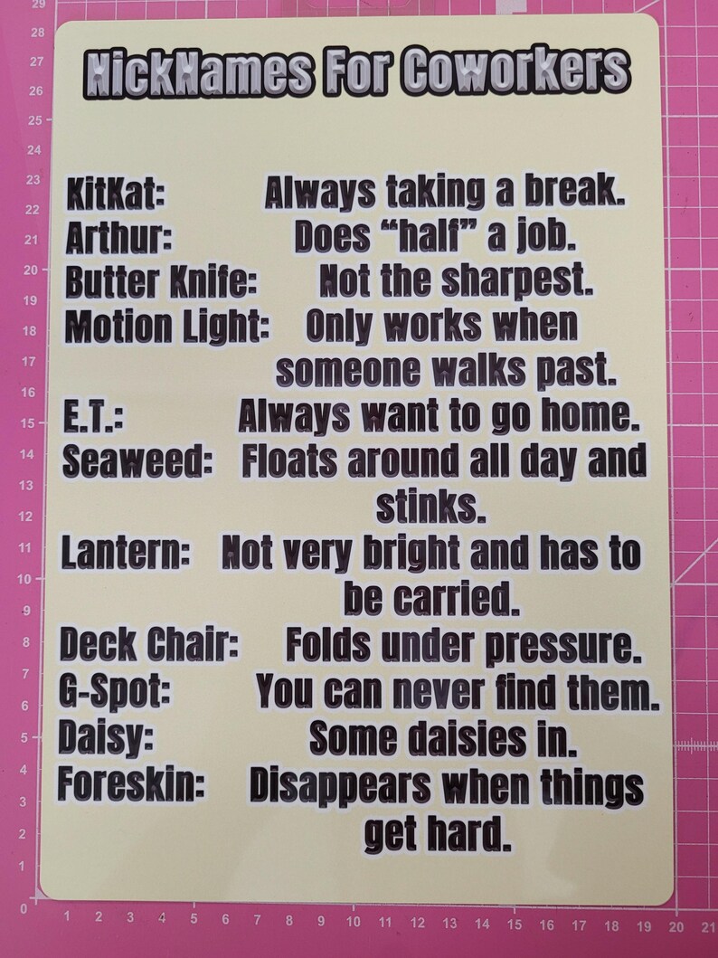 Nickname for Coworkers Metal Plate - Etsy UK