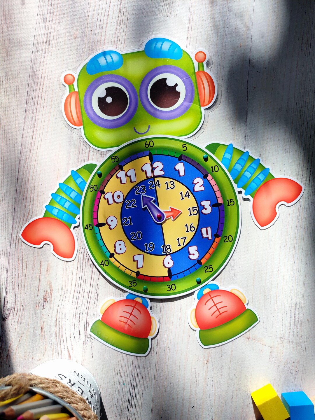 Printable Robot Clock for Kids – Learn to Tell Time, Educational Time ...