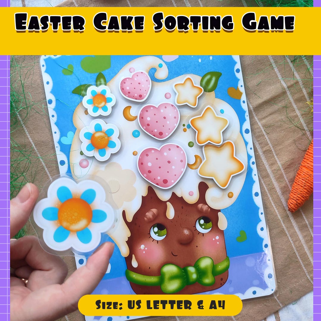 Easter Cake Size and Shape Sorting Game – Printable Toddler Activity ...