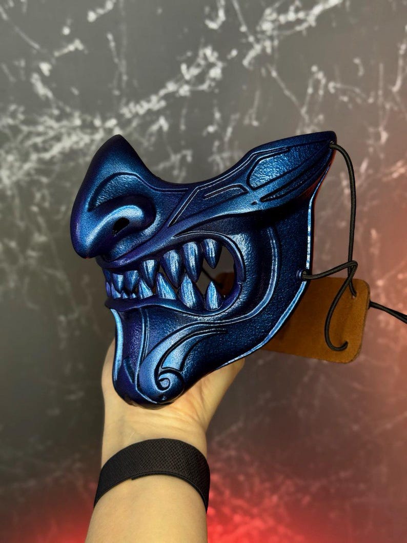 Bronze Oni Mask: Japanese Samurai Cosplay Armor, Genzin Cosplay Menpo ...