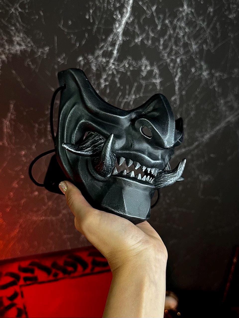 Samurai Oni Half Mask — Purple Chameleon, Japanese Demon Cosplay Armor ...