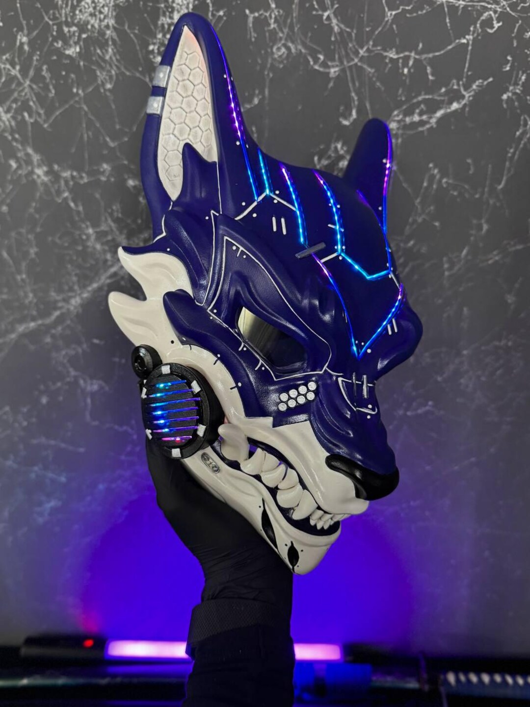 Cyberpunk Kitsune RGB LED Mask, Techwear Cosplay Mask - Etsy