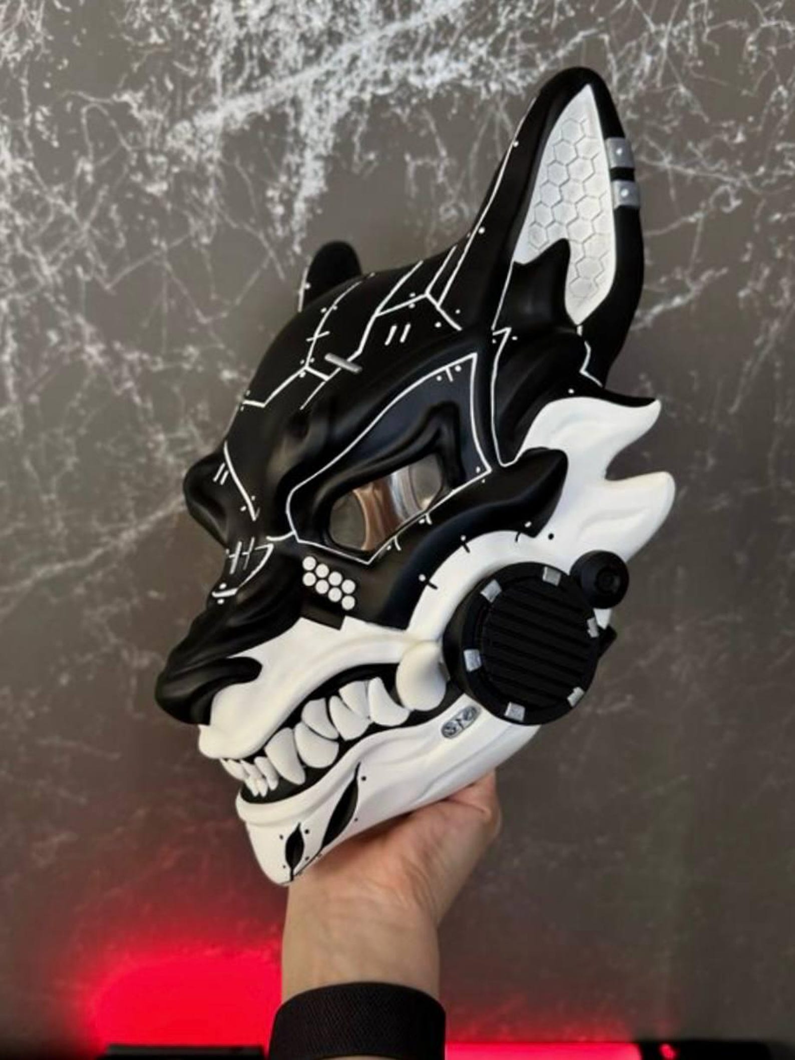 Cyberpunk Mask Black Wolf, Techwear Cosplay RGB LED Mask - Etsy