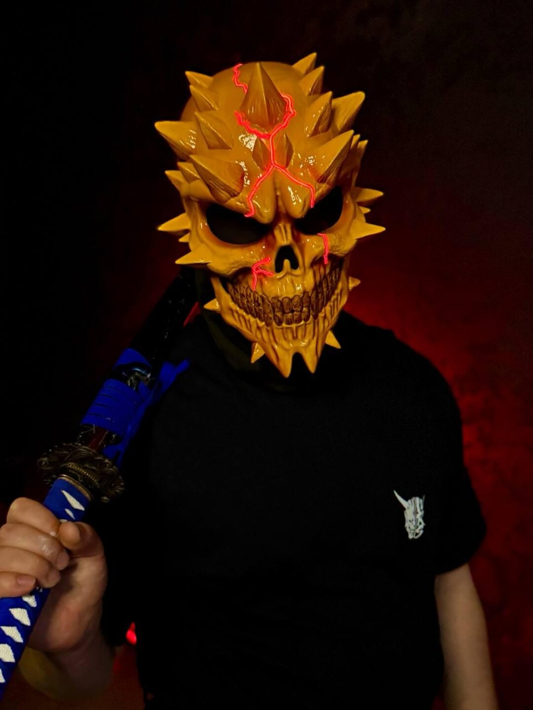 Skull Mask With Red LED Lights - Comfortable to Wear, Payday Mask ...