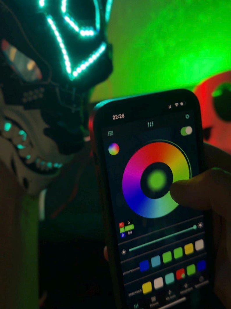 Cyberpunk Kitsune RGB LED Mask, Techwear Cosplay Mask - Etsy
