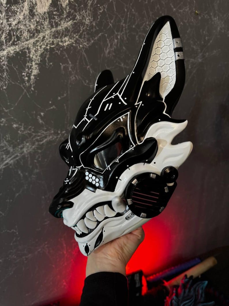 Cyberpunk Kitsune RGB LED Mask, Techwear Cosplay Mask - Etsy