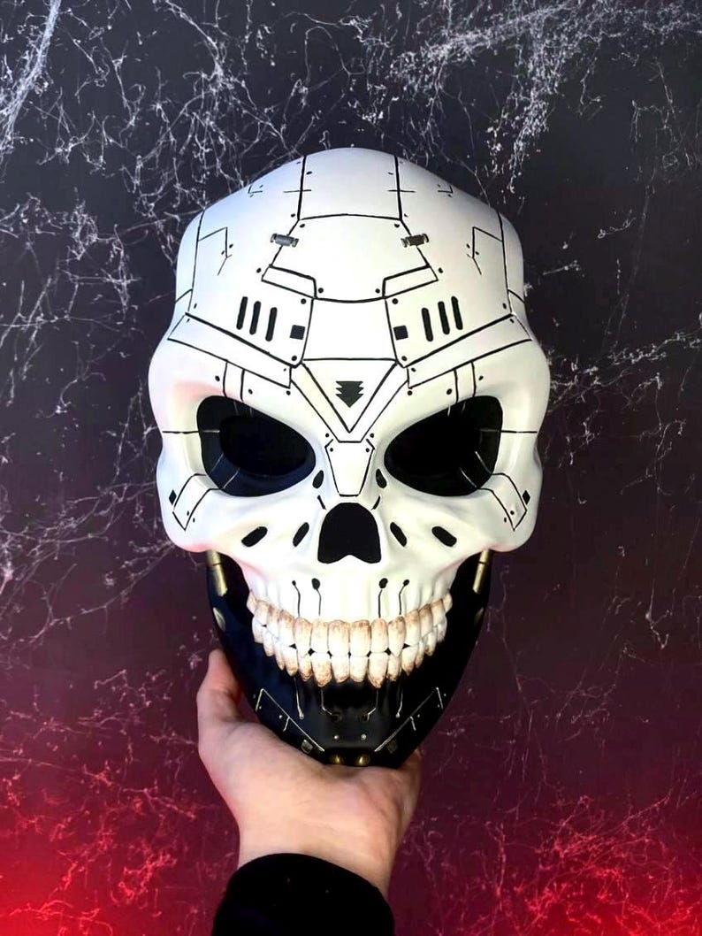 Cyberpunk Skull Mask: Custom Techwear Helmet LED Wearable - Etsy