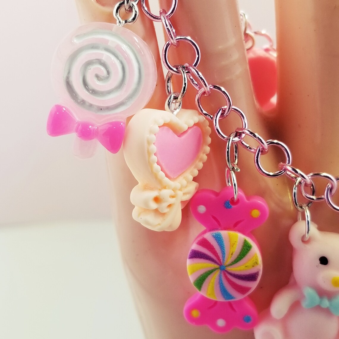 Little Girls Charm Bracelet Pink Charm Bracelet One of a Kind Charm ...