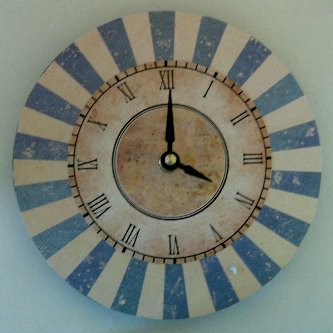 Vintage Clock. Small Wall Clock. 'circus Paper' Clock. - Etsy