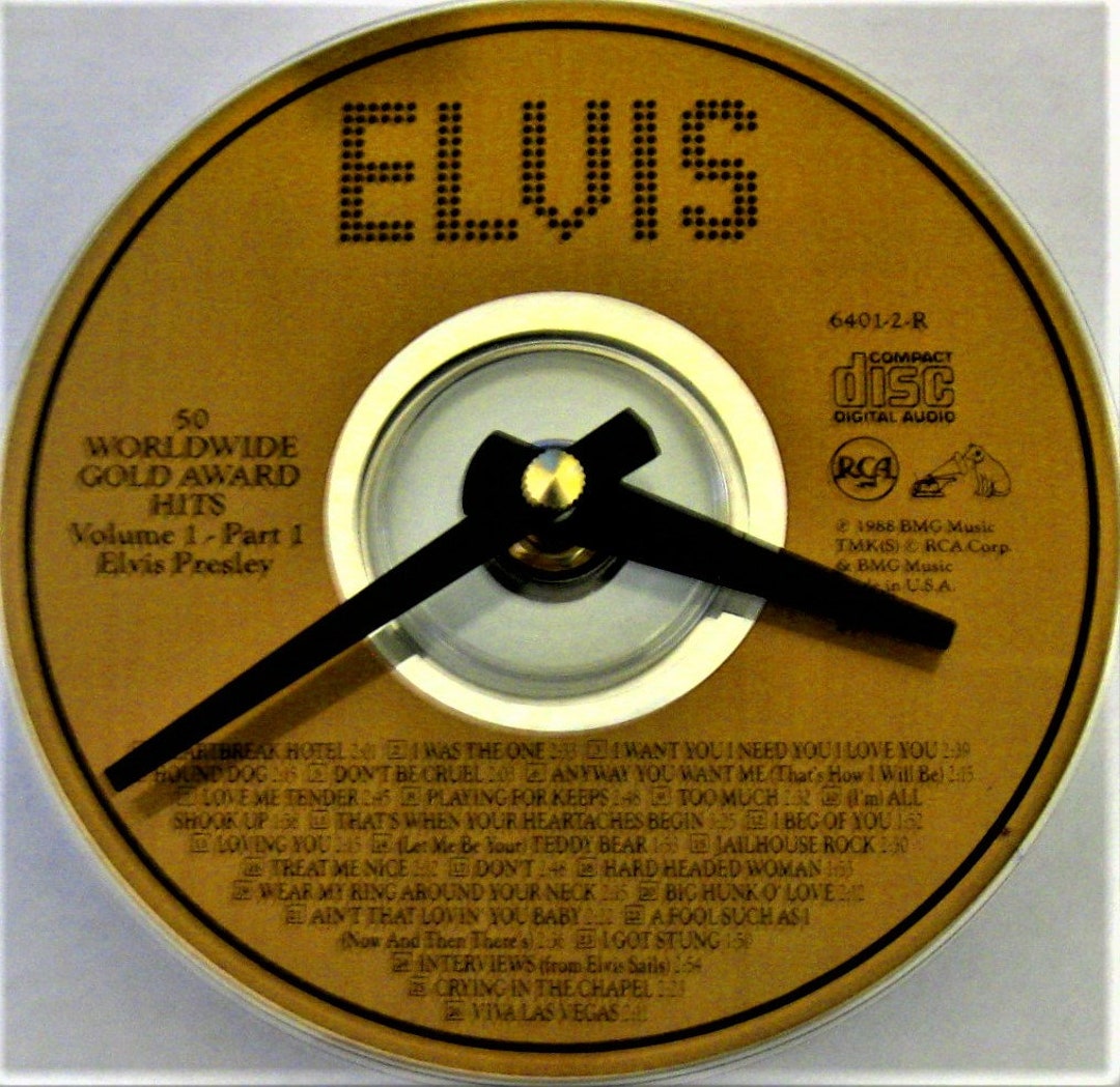 Elvis Presley Clock. ELVIS. Rock 'n Roll Clock. Recycled CD. Small ...