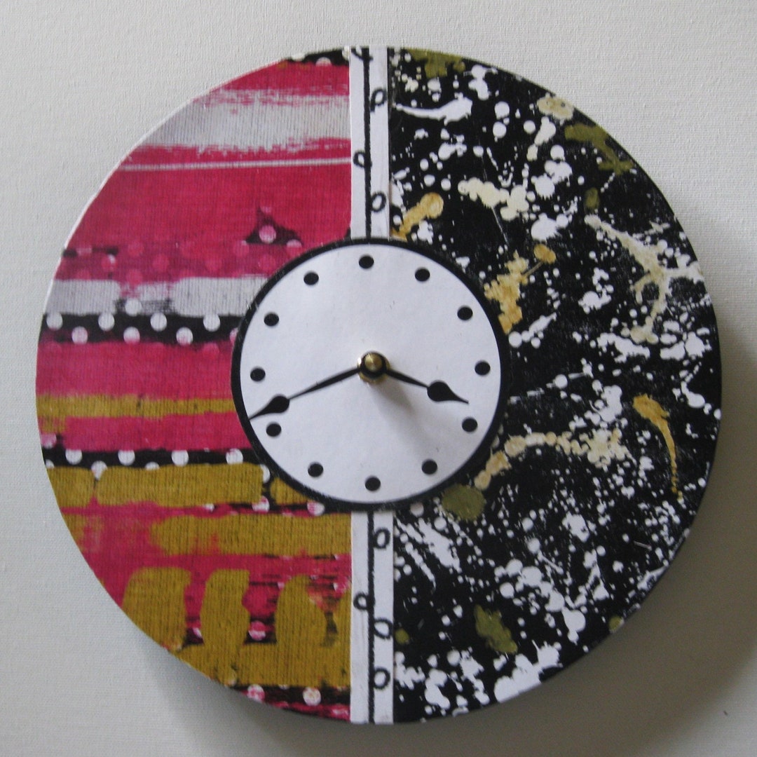 Art Wall Clock. Unique Minimalist Art Clock. OOAK Clock. 10 in Clock ...