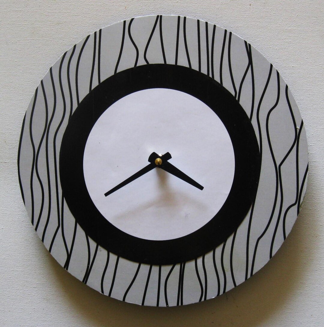 Wall Clock. Art Clock. Art Deco Clock. Recycled Record. 10 Inch Clock ...