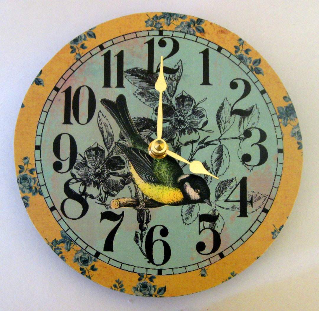 Small Wall Clock. Shabby Chic Clock. Bird Clock. Feminine - Etsy