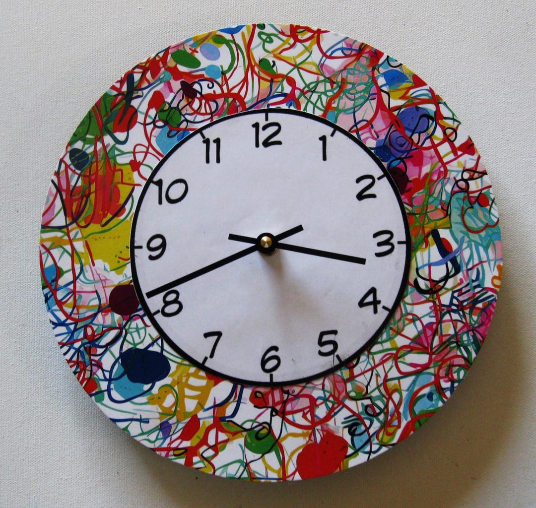 Wall Art. Modern Art Wall Clock. Scribble Clock. 10 in Clock. Eco ...