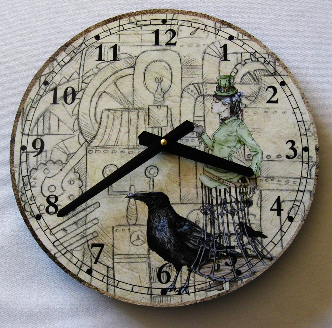 Large Steampunk Wall Clock. Steampunk Images. Black Crow. 12 Inch Clock ...