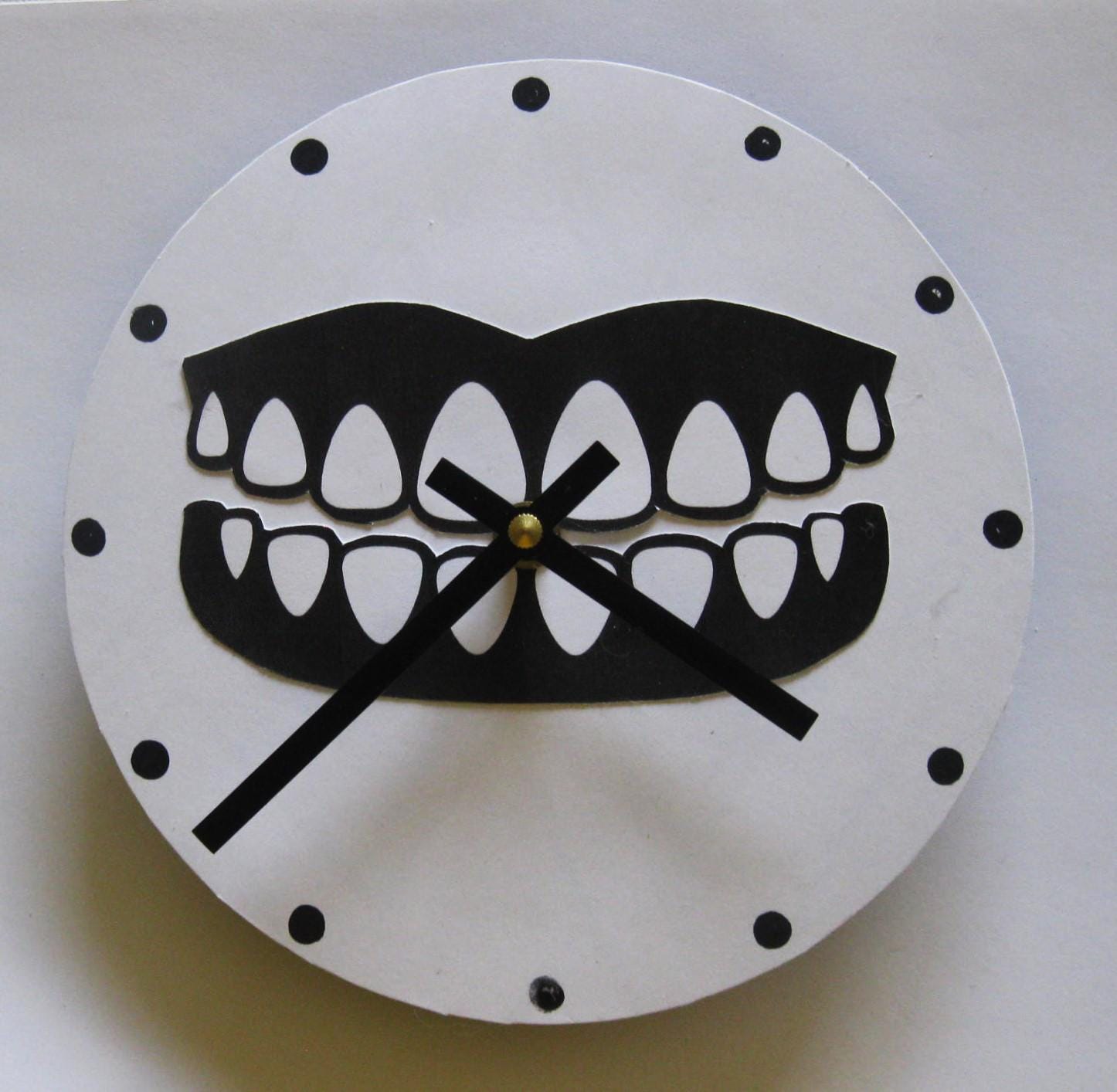 Teeth Clock. Bl and Wh Image of Human Teeth. Clock for Dentist Office ...