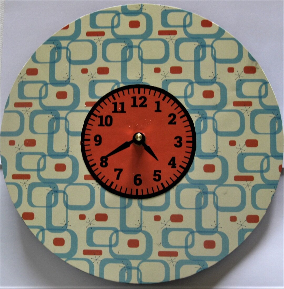 Clock With Mid-century Atomic Design. Retro 1950's Clock. 10 Inch Clock ...