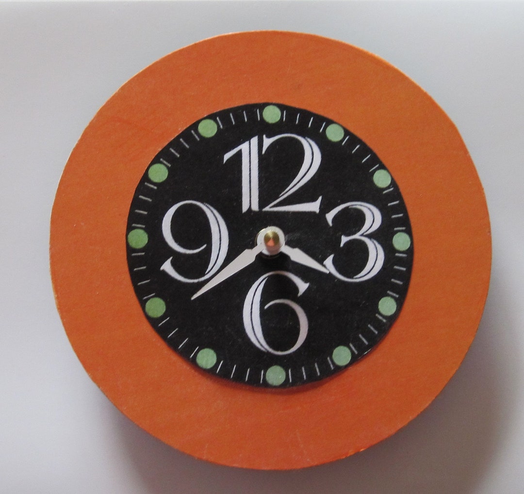 Small Clock With Art Deco Clock Face. 7 Inch Clock. Recycled Record ...