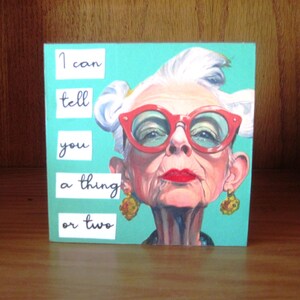 Small Whimsical Art Block for Shelf. Wood Block Collage for Elderly ...