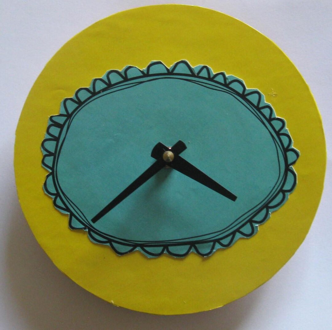 Funky Wall Decor. Small Whimsical Clock. 7 in Clock. Modern Minimalist ...