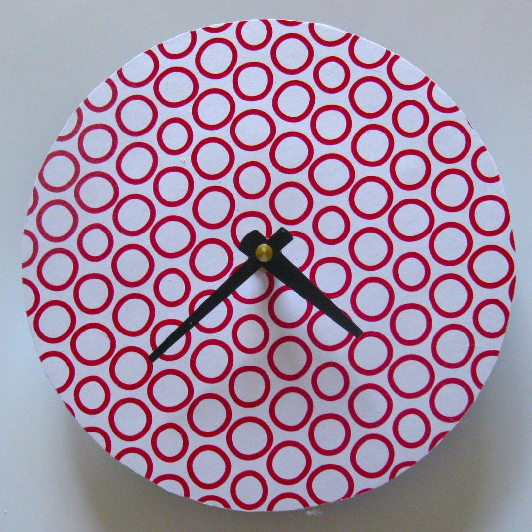 Small Art Wall Clock. Red Clock. Simple Modern Minimalist Clock. 7 in ...