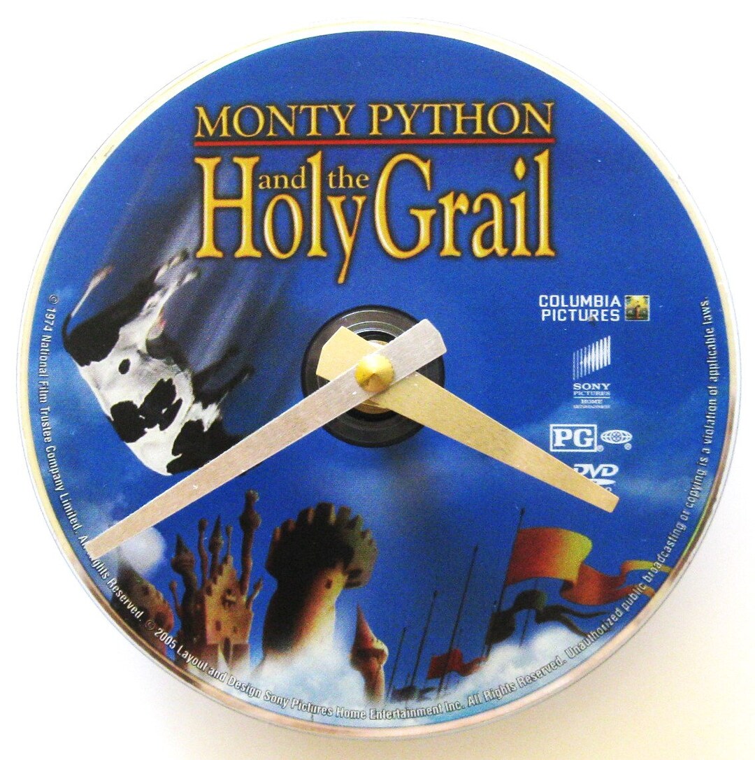 Monty Python and the Holy Grail Clock. Recycled DVD. Movie Clock. Small ...