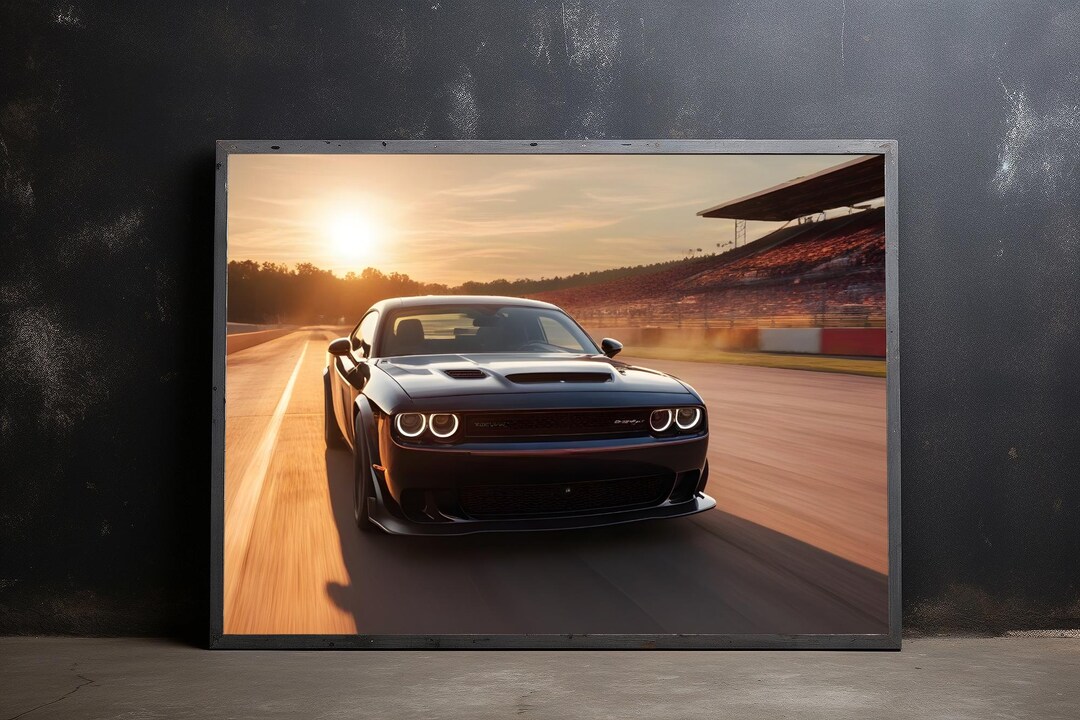 Dodge Challenger Hellcat Poster – Muscle Car Wall Art, Retro Sports Car ...