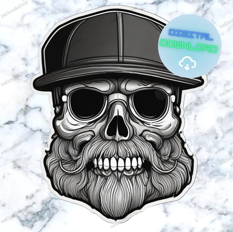 Bearded Skull Clipart PNG Sticker Transparent for T-shirt or Stickers ...