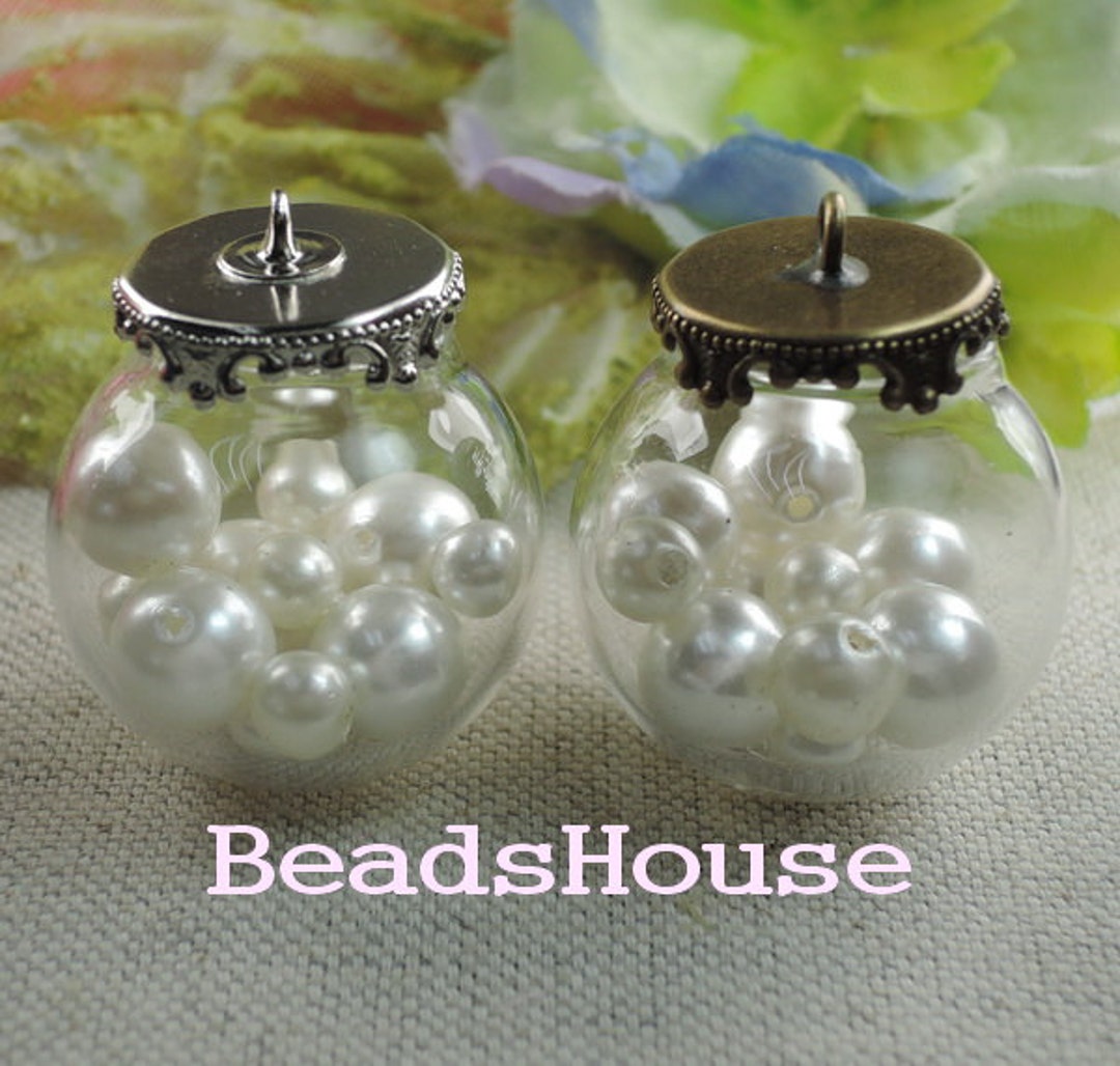 6sets - 15mm Medium Clear Glass Globe Bottle With Antique Bronze Brass ...