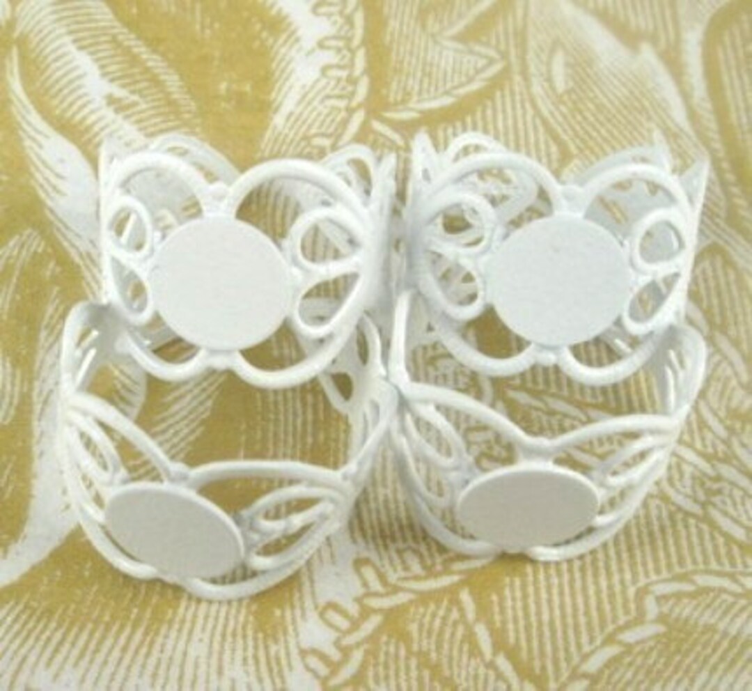 RR-700-29WH 10pcs Adjustable White Coating Ring W/8mm Pad, NICKEL FREE ...