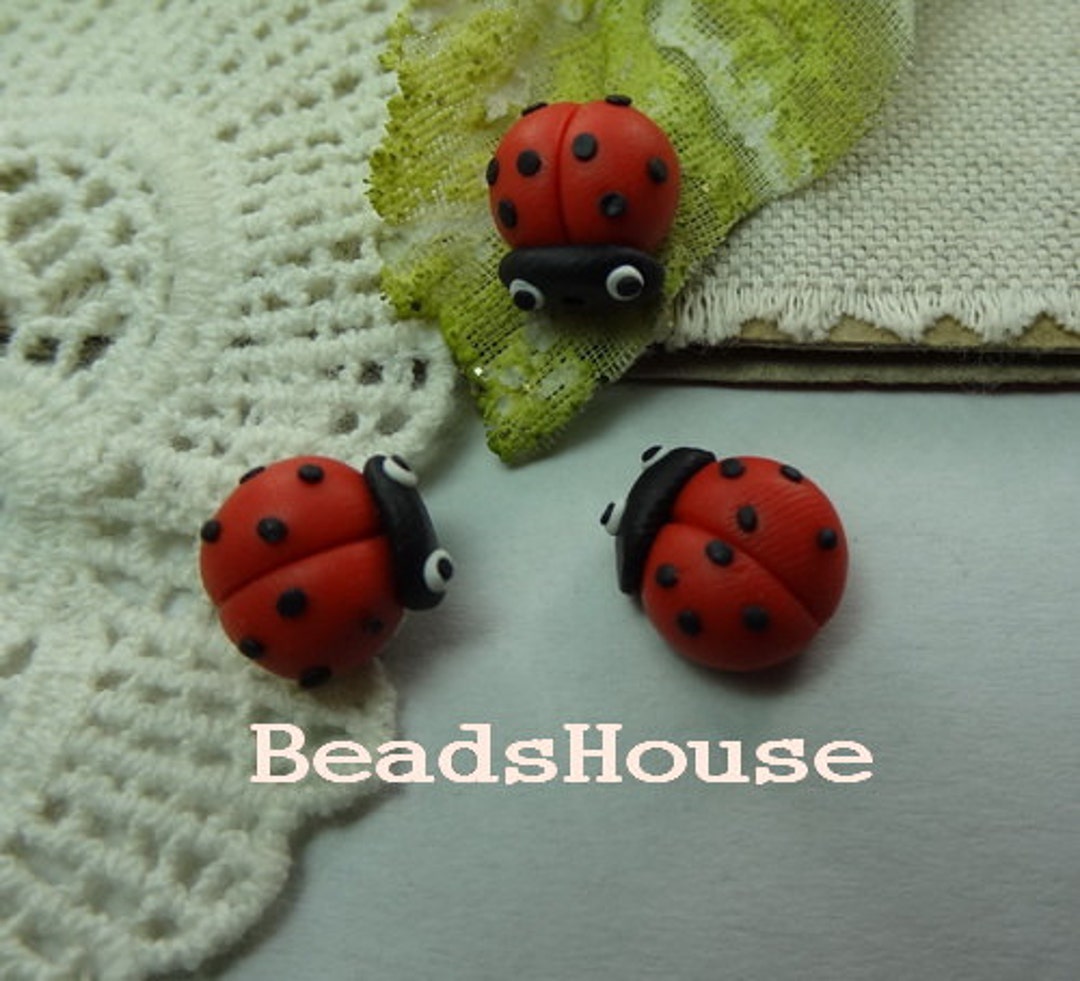 8pcs( 10x12mm) Hade-made Fimo Lady Bird Beads Cabochon -pretty Lady ...