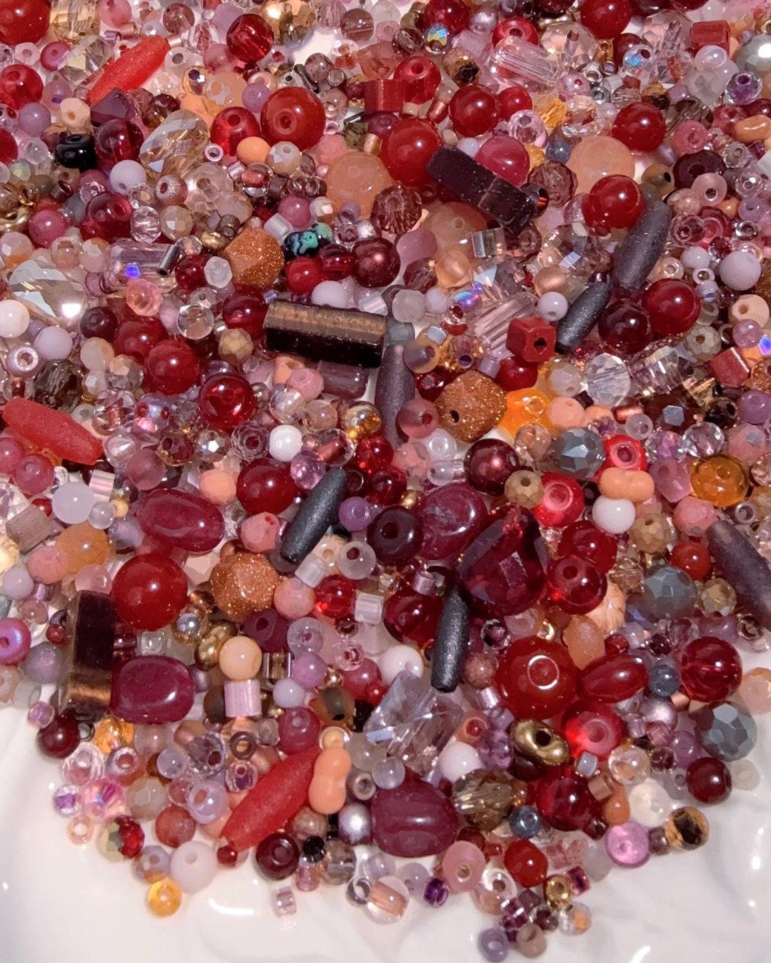 Crimson Rose Premium Glass Bead Mix in Storage Box. Warm Romantic Red ...