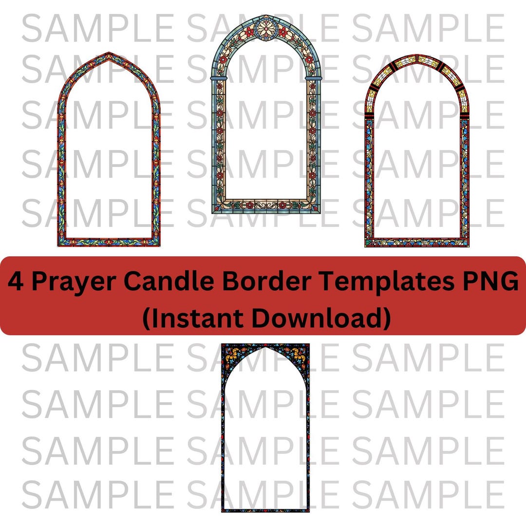 Stained Glass Catholic Saint Candle Frame Pack, Digital Download of 4 ...