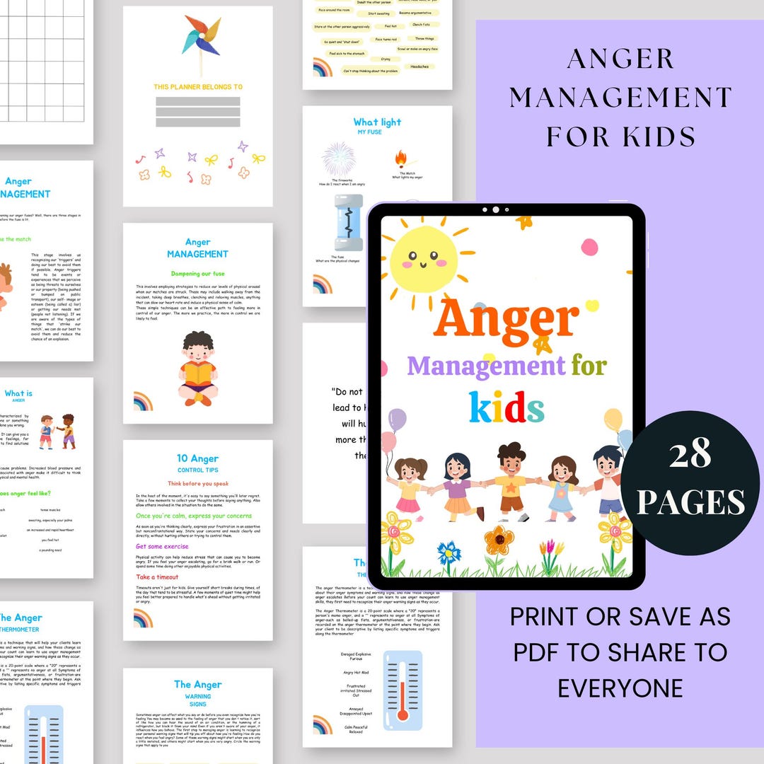 Printable Anger Management for Kids Emotional Regulation Workbook ...